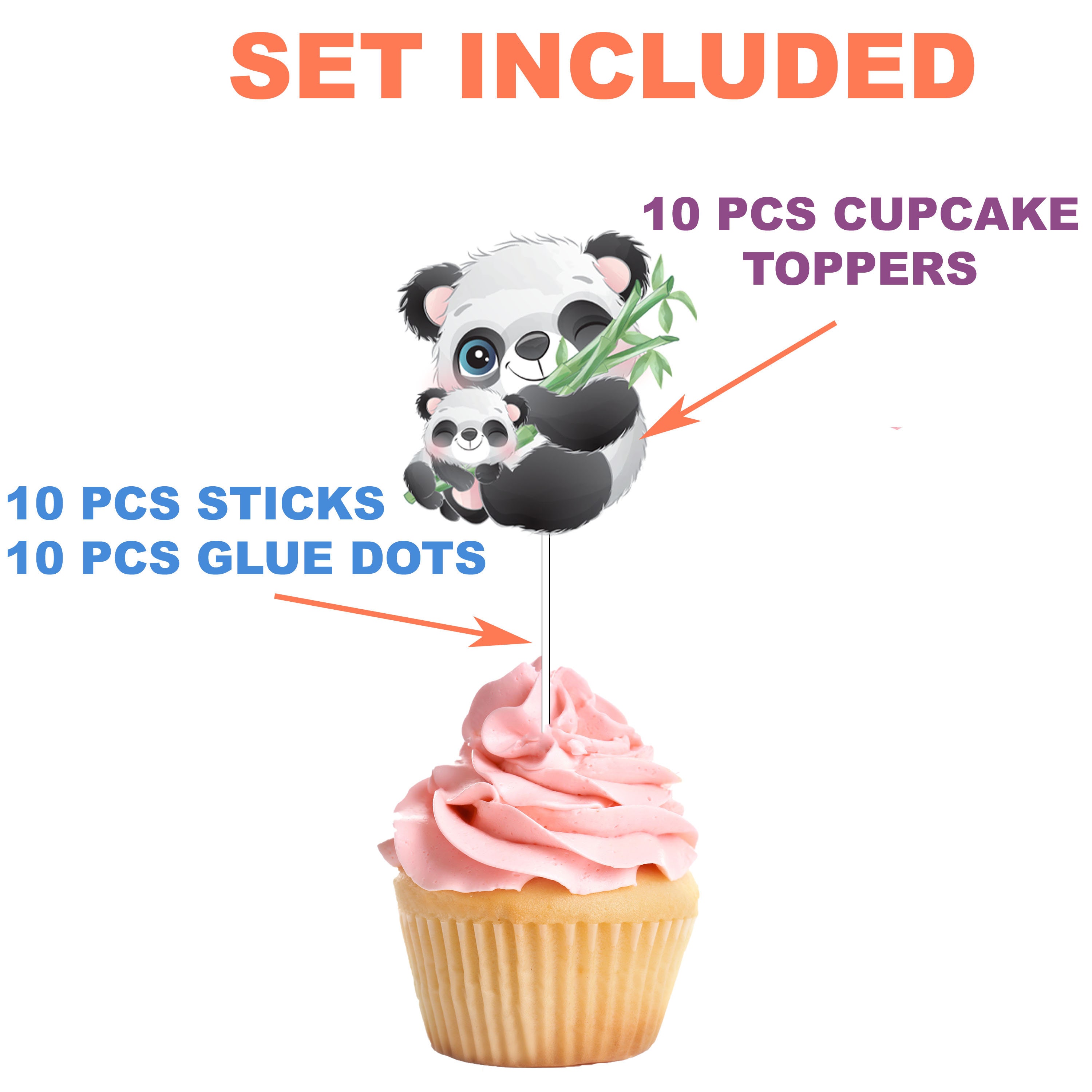 10 Pcs Panda Jungle Animals Cupcake Toppers Pandas Theme | Zoo Party ...