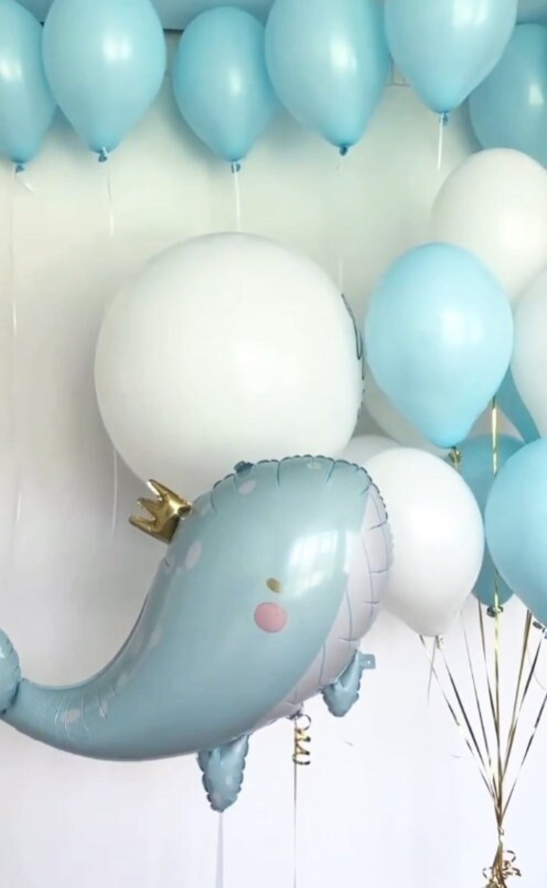 Majestic Blue Whale Balloon Set With Oceanic Hues for Baby Showers and ...