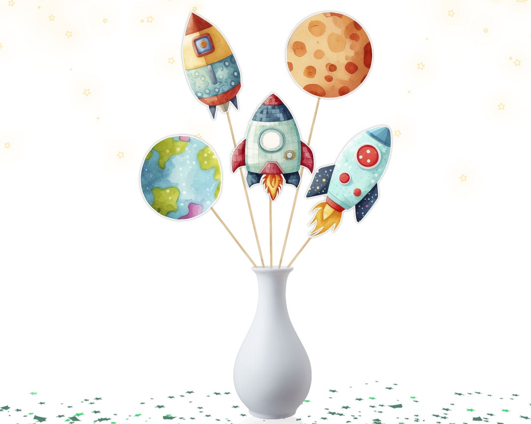 Set of 5 Rockets Centerpieces for Baby Shower and Birthday - Space ...