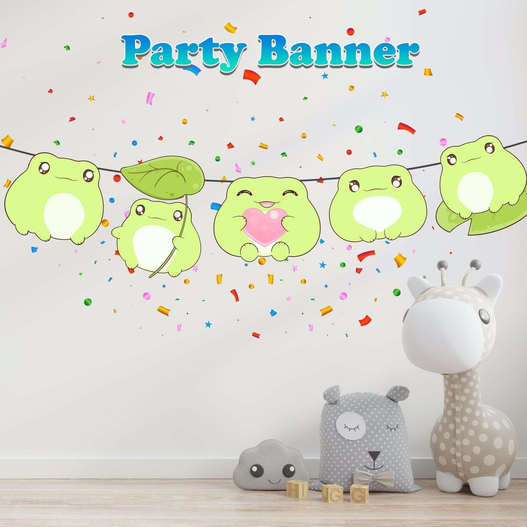 Cute Kawaii Frogs Birthday Banner Baby Frog Theme Party - Etsy