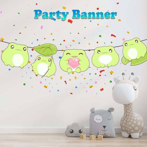 Cute Kawaii Frogs Birthday Banner Baby Frog Theme Party | Etsy