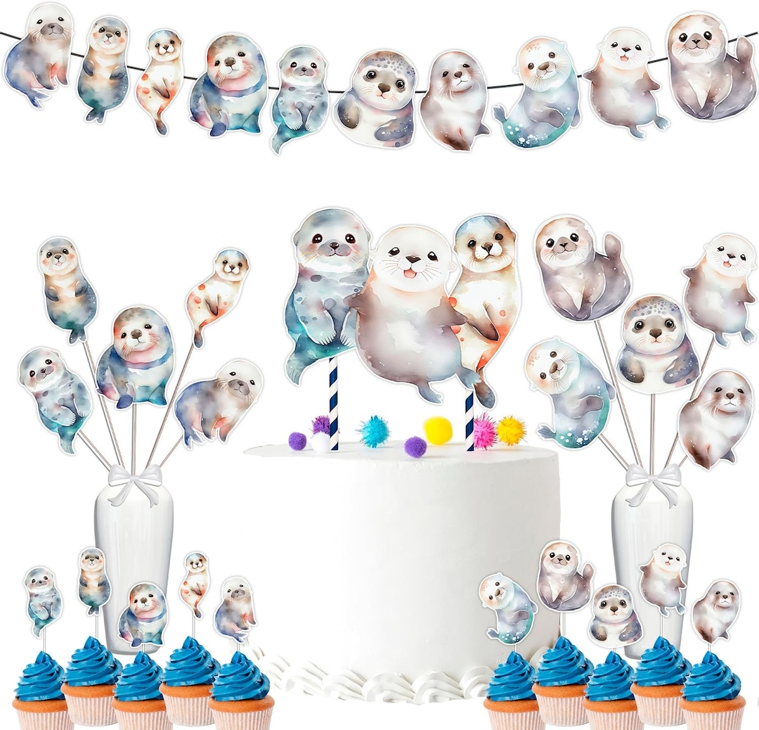 Seal Baby Shower and Birthday Party Supplies Set Banner, Centerpieces ...