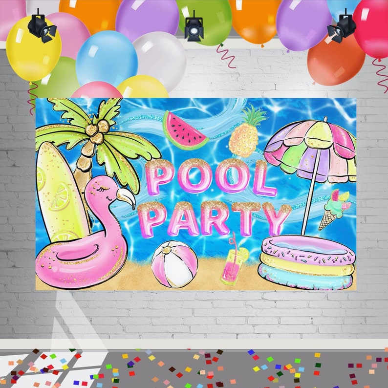 5x3ft Pool Party Backdrop for Birthday Party Decoration. - Etsy