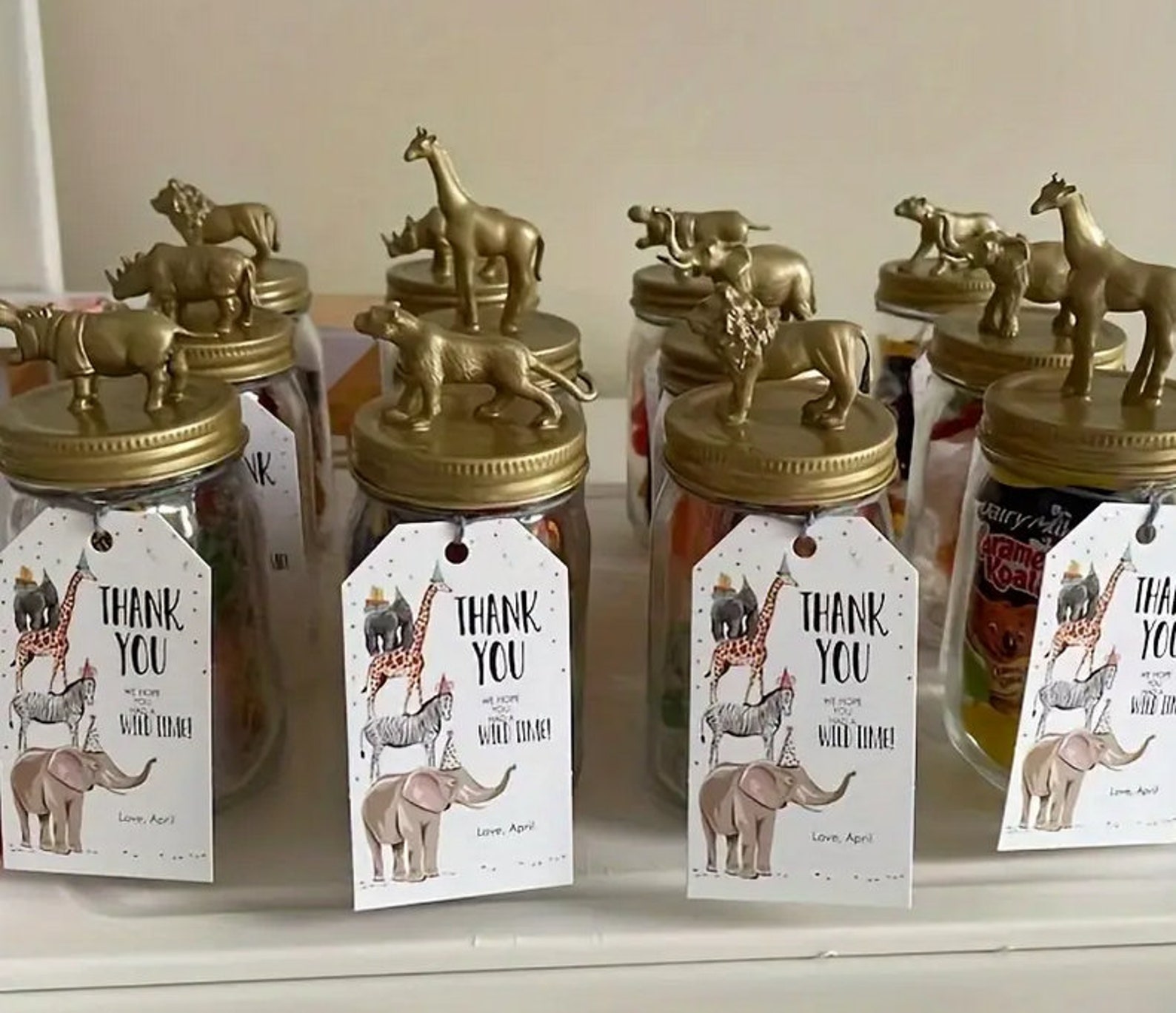 Set of 10 Jungle Animal Thank You Tags - Safari Party Favor Tags With ...