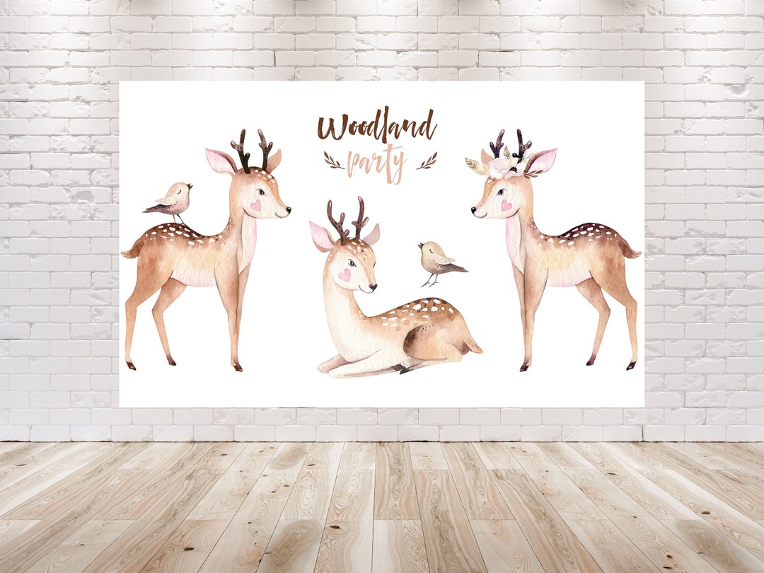 5x3ft Deer Woodland Party Backdrop Party Decoration. Woodland - Etsy