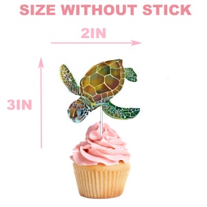 10 Pcs Turtle Cupcake Toppers - Charming Sea Turtle Cake Decorations ...