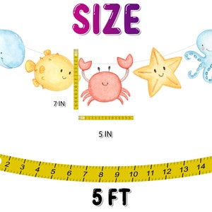 Under the Sea Birthday Banner Cute Watercolor Ocean Party Supplies Baby ...