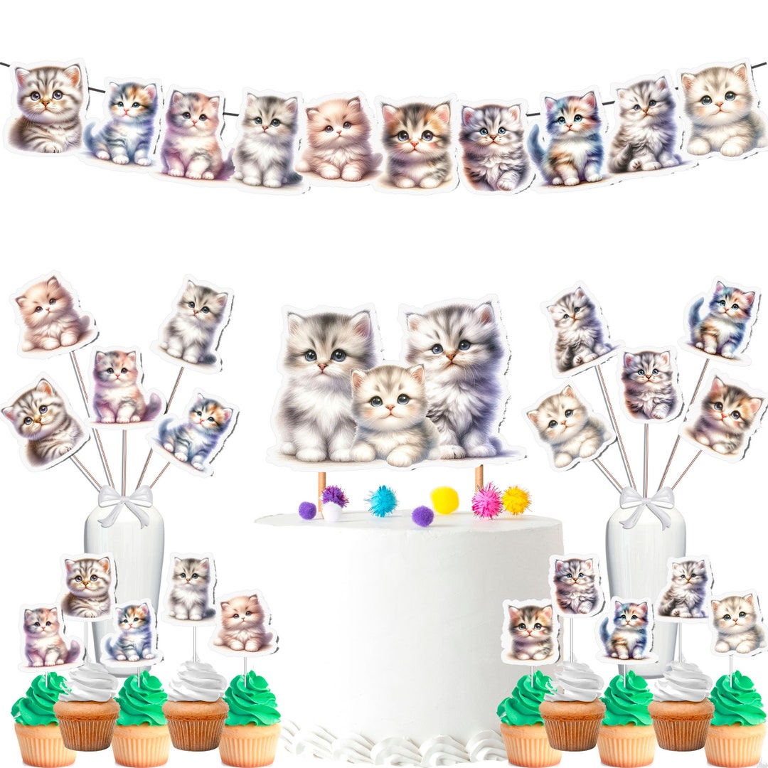 Playful Cats Party Decor Set - Purr-fect Celebration for Birthdays ...