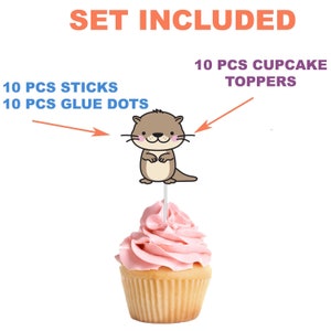 10 Pcs Otter Cupcake Toppers - Charming Otter Cake Decorations for Fun ...