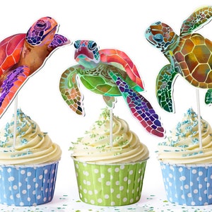 10 Pcs Turtle Cupcake Toppers - Charming Sea Turtle Cake Decorations ...