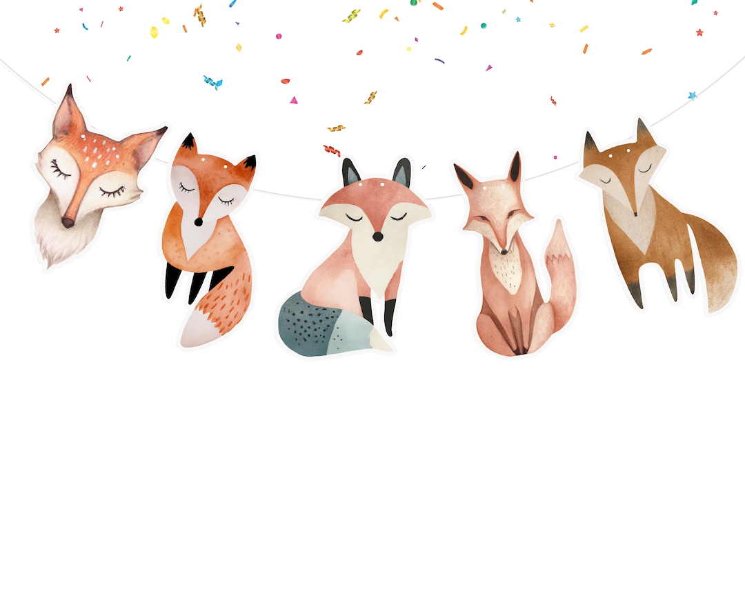 Boho Fox Birthday Decorations Banner Boho Woodland Foxes Party Supplies ...