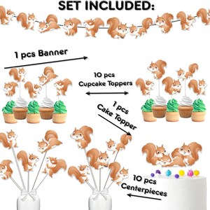 Squirrel Baby Shower and Birthday Party Supplies Set - Banner ...