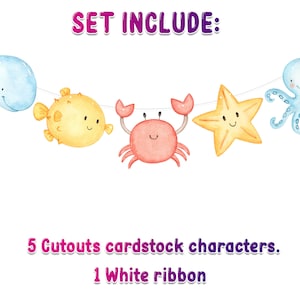 Under the Sea Birthday Banner Cute Watercolor Ocean Party Supplies Baby ...