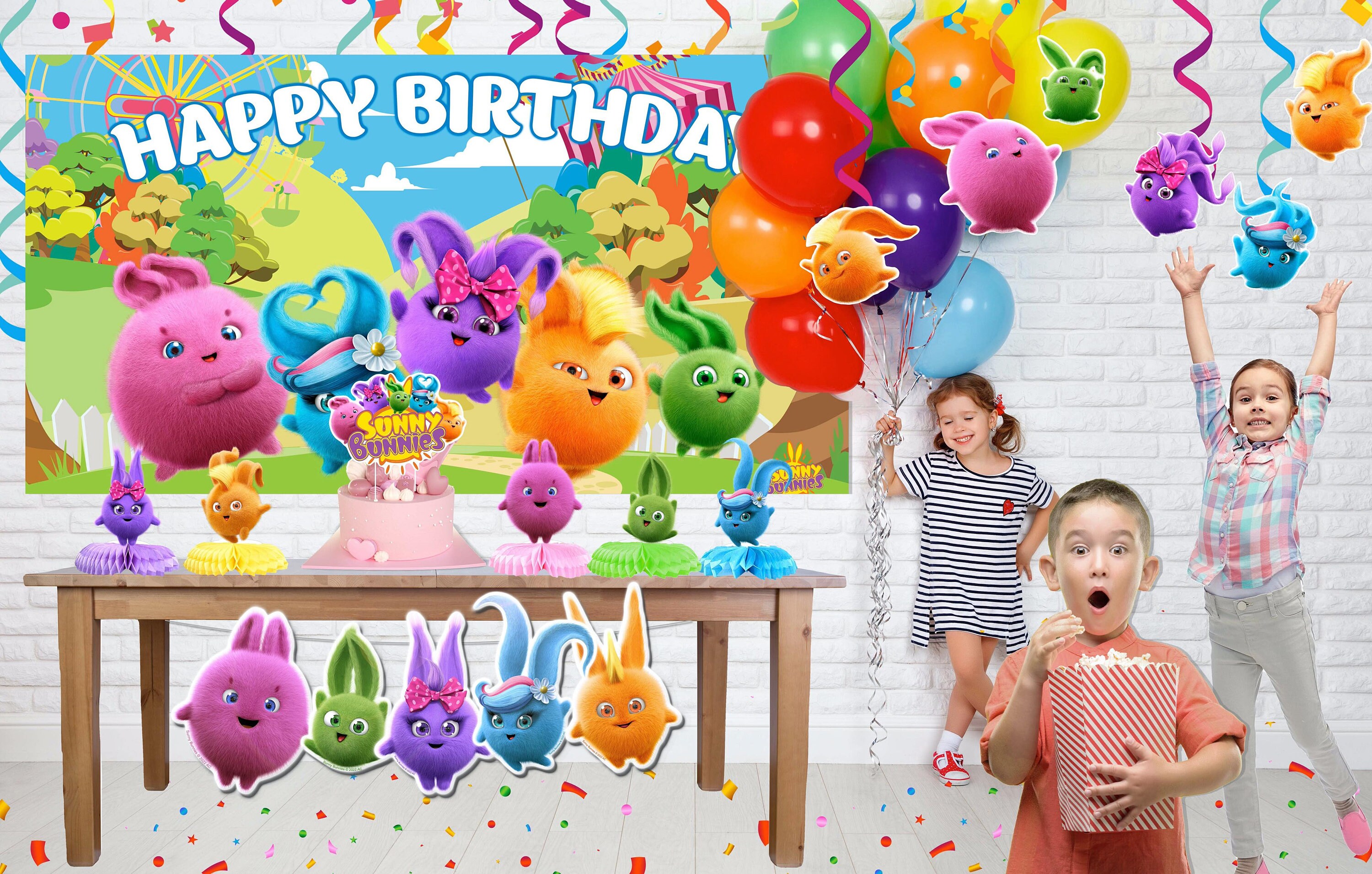 5x3ft Sunny Bunnies Backdrop for Birthday Party Decoration. Sunny ...