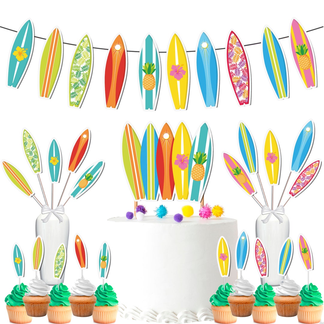 Surfboard Party Decor Set Beachy Waves and Fun for Birthdays & Baby ...