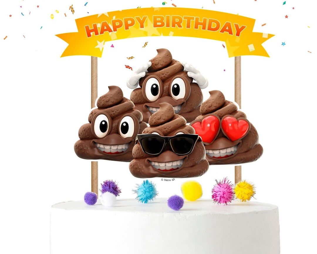 Party Pooper NEWMOJI® Cardstock Cake Topper - Humorous Birthday Cake ...
