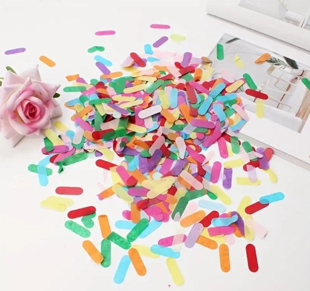 200pcs Colorful Long Oval Sprinkle Confetti - 0.39*1.18 Inch - Paper ...