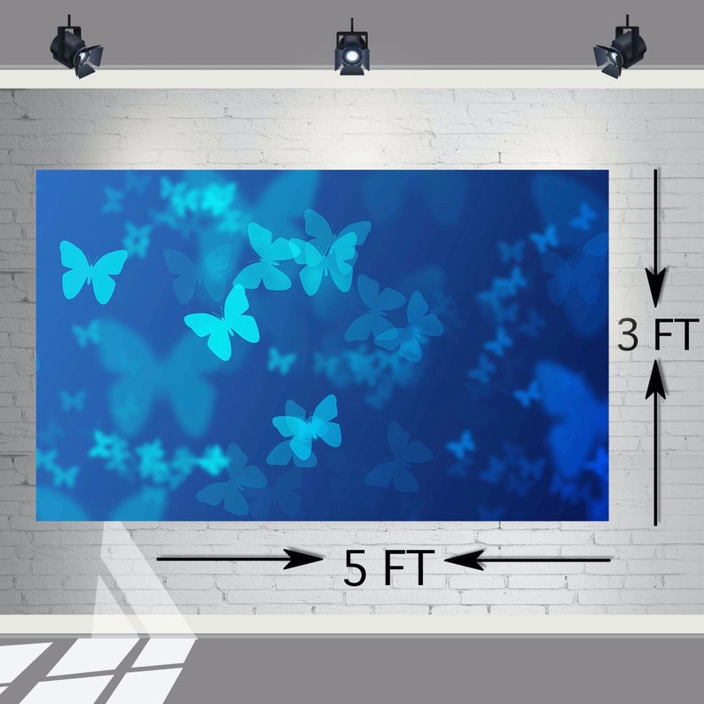5x3ft Blue Butterflies Backdrop for Birthday and Etc Party - Etsy