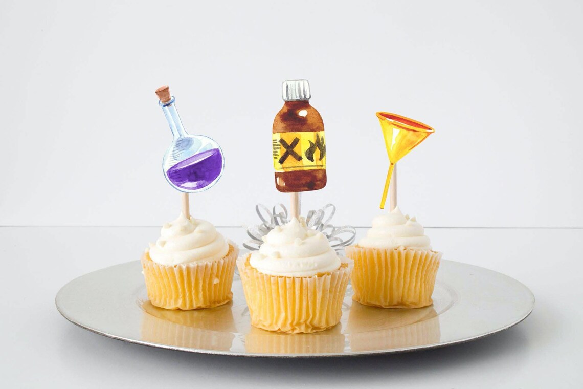 Science Cupcake Toppers Science Lab Party Supplies for | Etsy