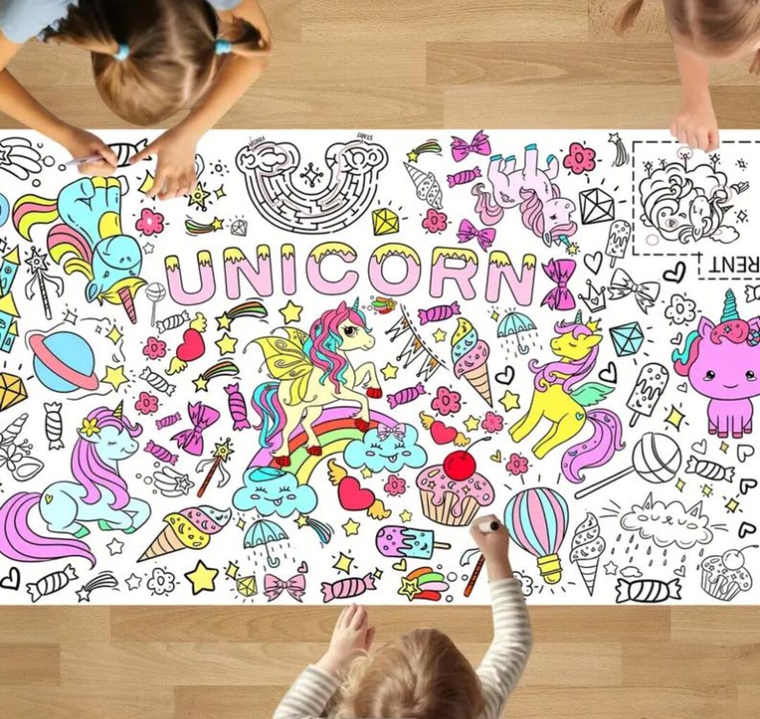 Unicorn Magic Extra-large DIY Coloring Tablecloth - 35x72 Inches ...