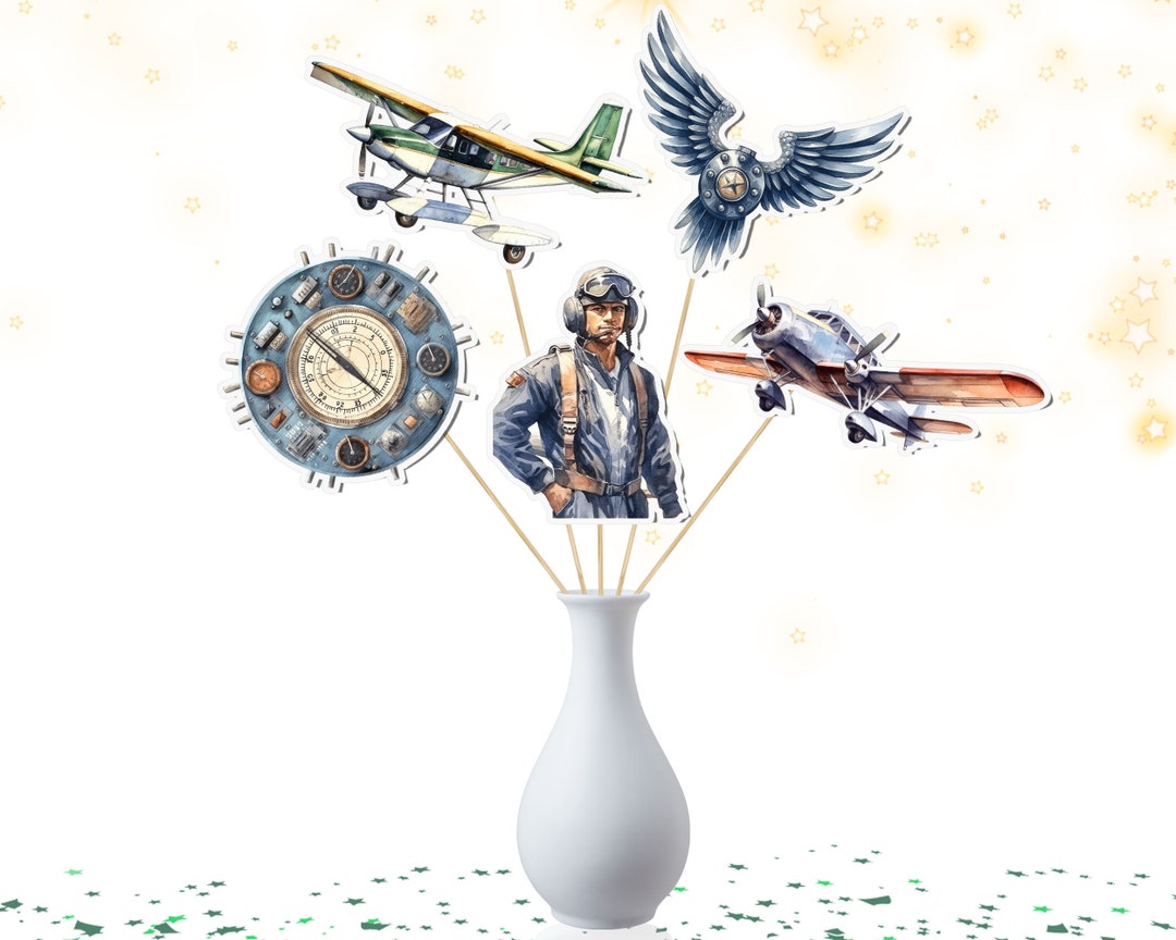 Aviation-themed Party Centerpiece – 5 PCS Set for Pilot and Airplane ...