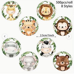 Jungle Safari Animal Sticker Roll - 500 Pcs, Adorable Wildlife Stickers ...