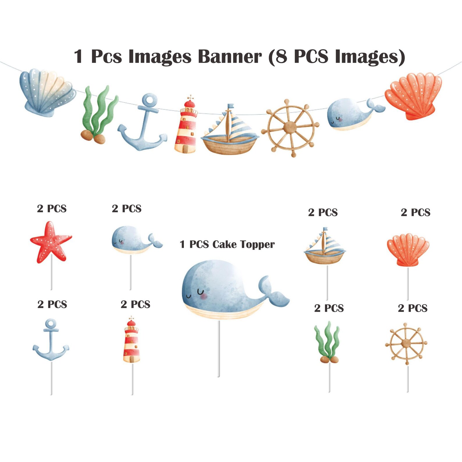 Under the Sea Birthday Banner Watercolor Whales Ocean Party - Etsy