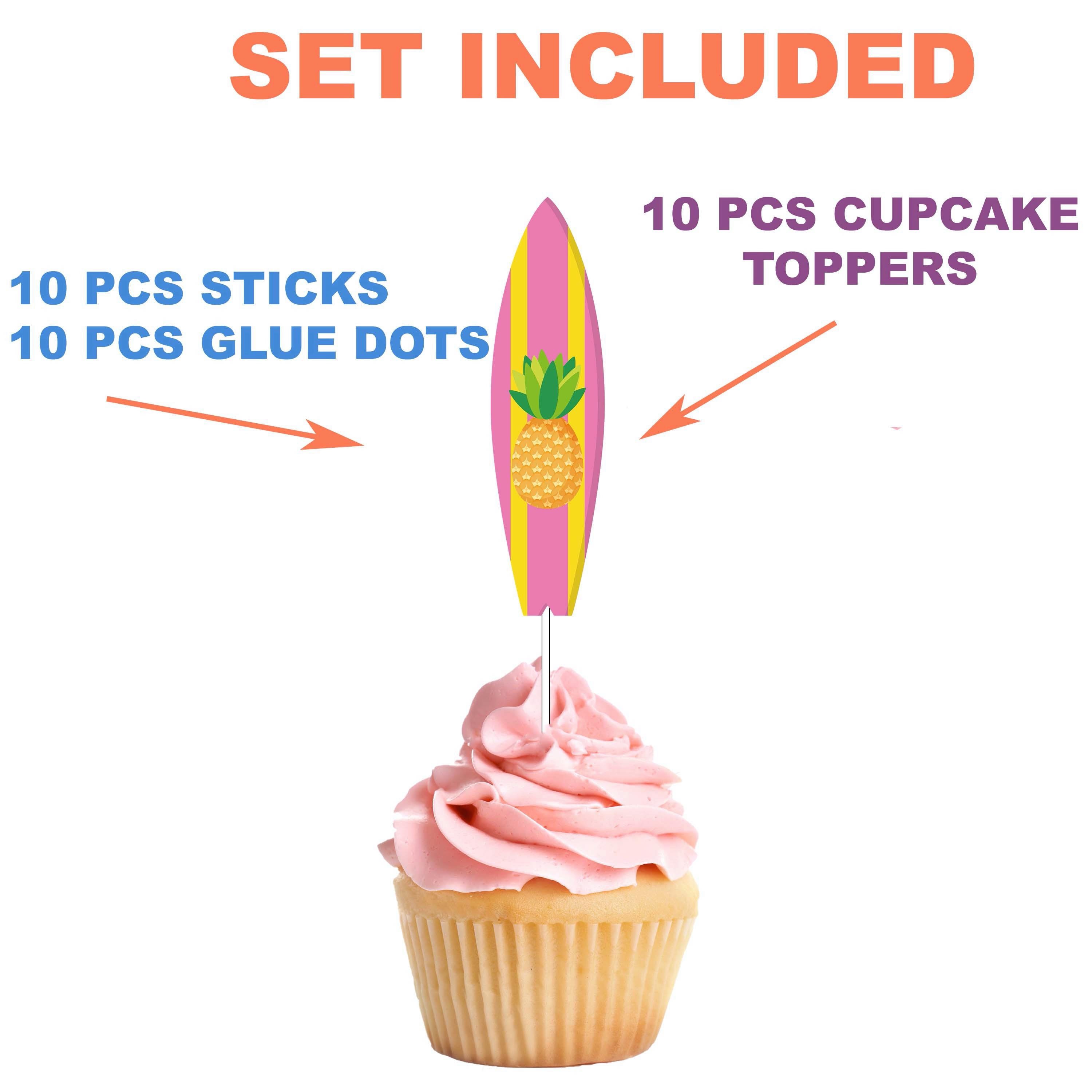 Surf Boards Cupcake Toppers | Surfboards Party Supplies for Birthday ...