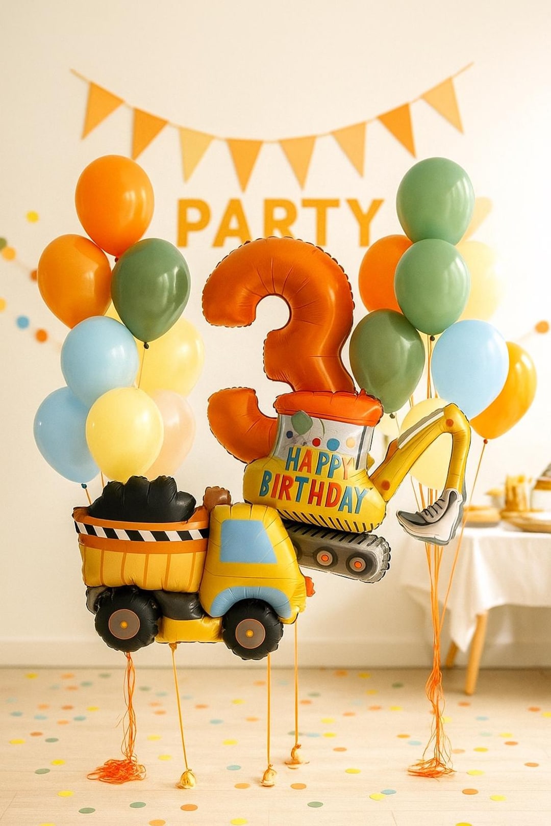 Construction Birthday Balloon Set – Dump Truck & Excavator Foil ...