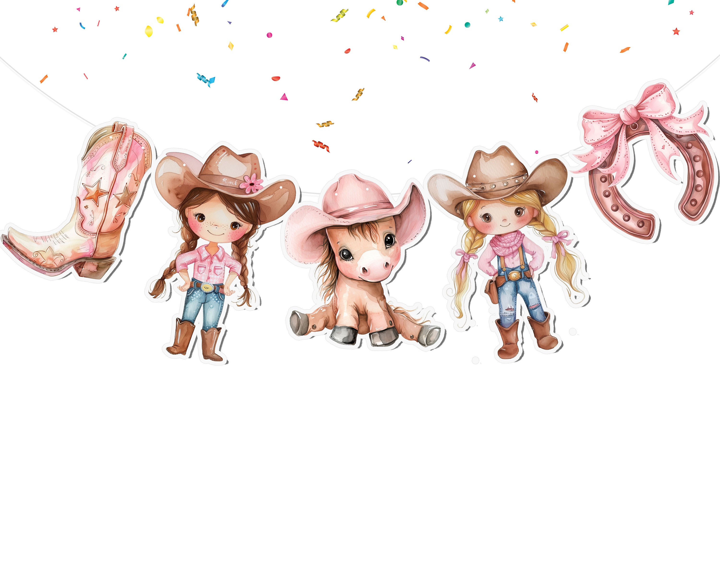 Chic Pink Cowgirl Cardstock Banner - Perfect for Baby Showers ...