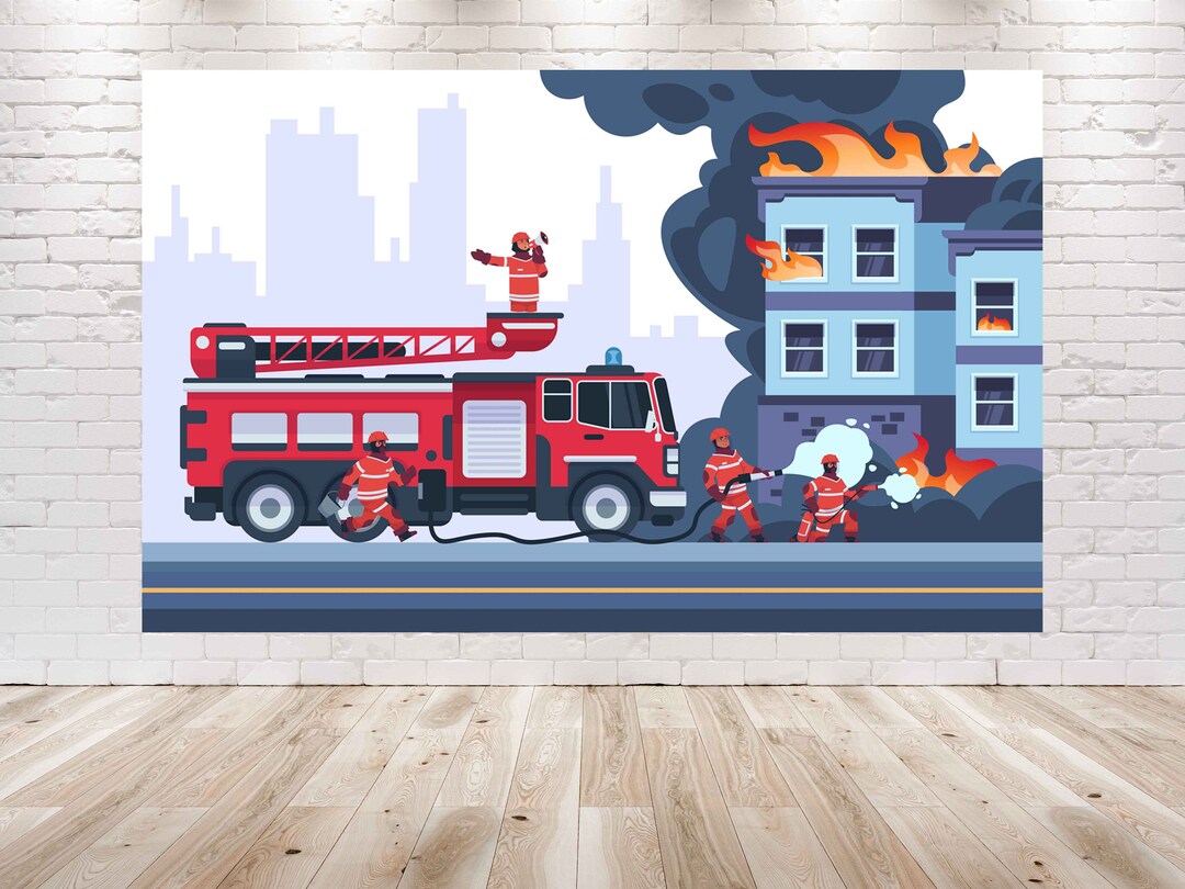 5x3ft Firefighter Backdrop for Birthday Party Decorations . - Etsy