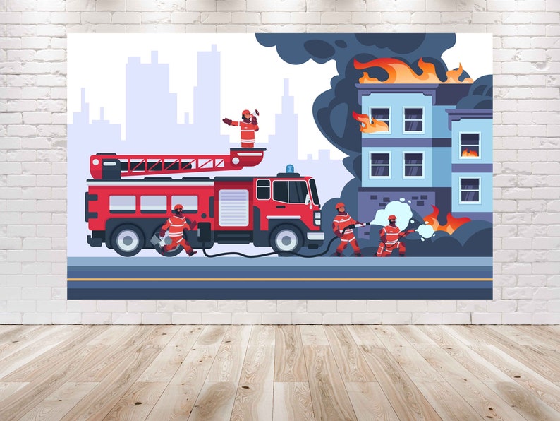5x3ft Firefighter Backdrop for Birthday Party Decorations . - Etsy