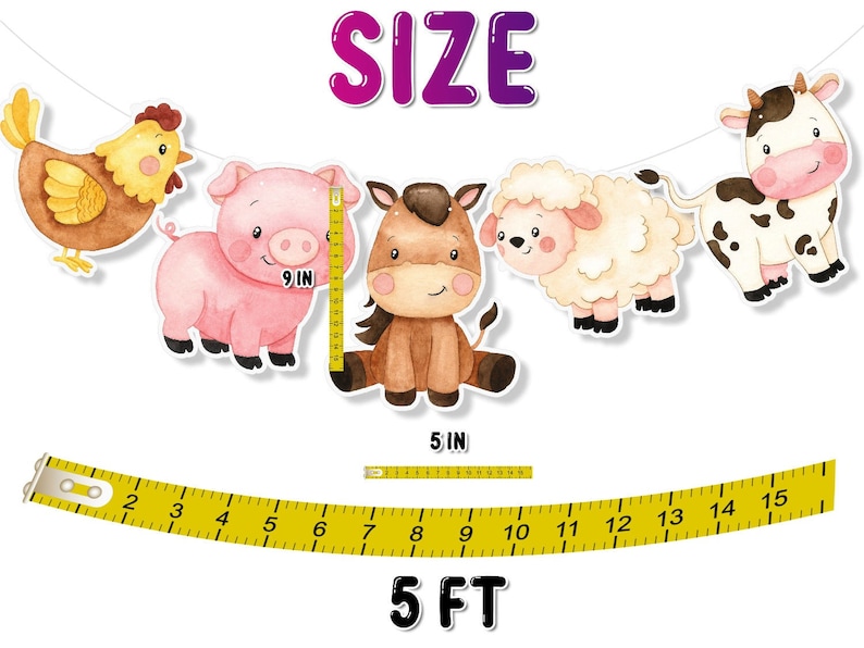 Farm Animals Birthday Banner Barnyard Animals Party Supplies Baby ...