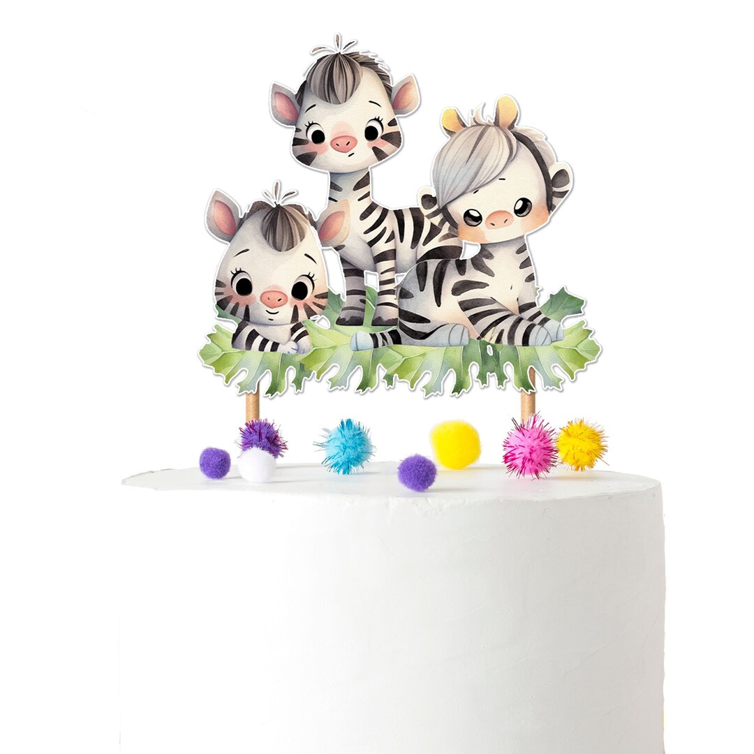 Zebra Cake Topper for Baby Shower and Birthday Wild Jungle Theme Decor ...