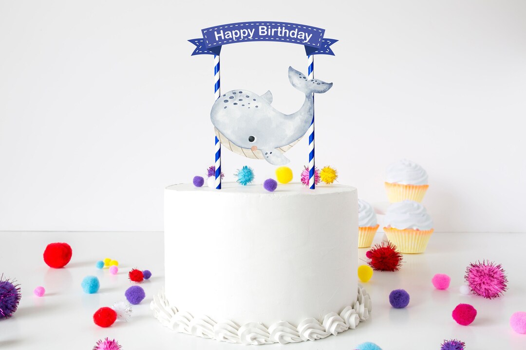 Whale Underwater Birthday Cake Topper for Under the Sea Theme - Etsy