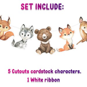 Woodland Animals Birthday Banner Cute Forest Animals Party Supplies ...