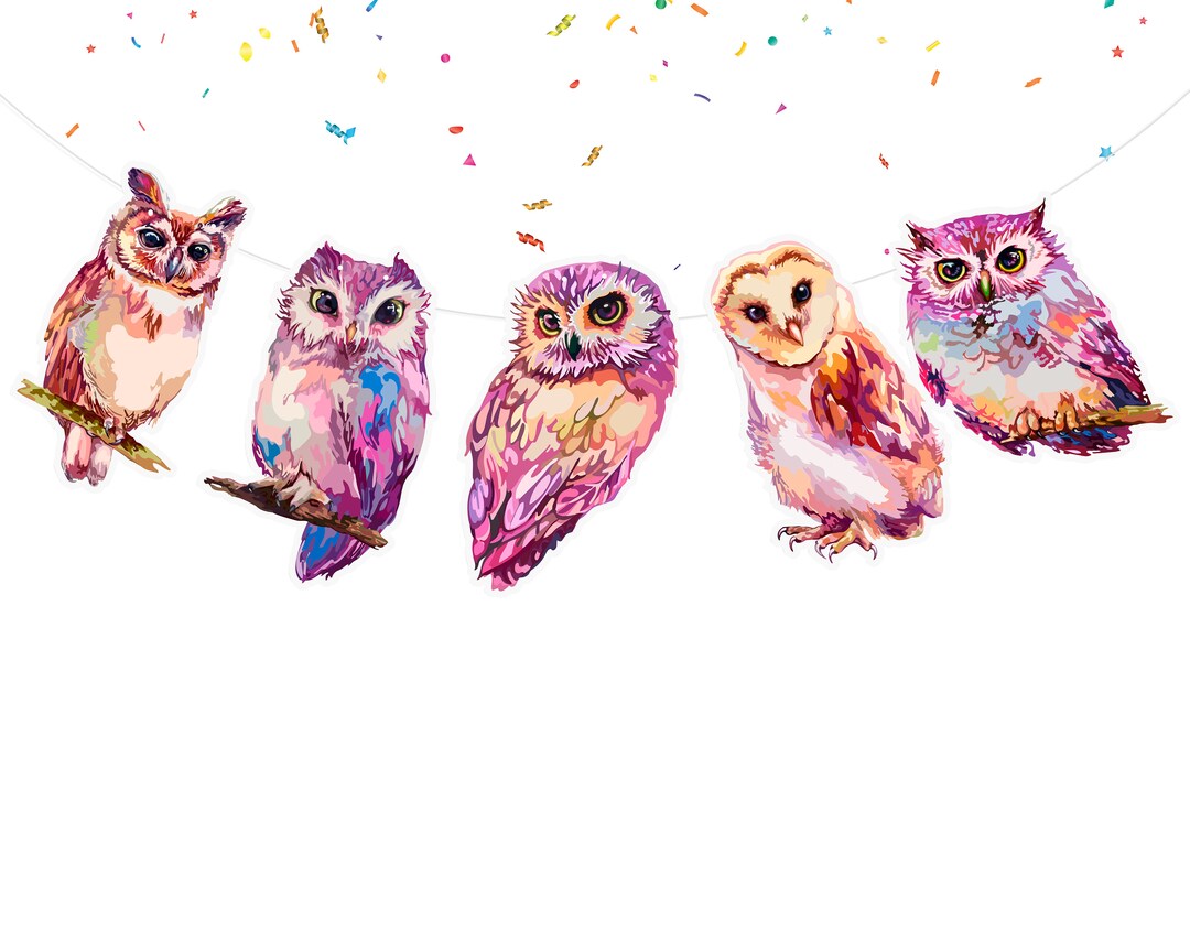 Owl Woodland Animals Birthday Banner Forest Animals Party Supplies Baby ...