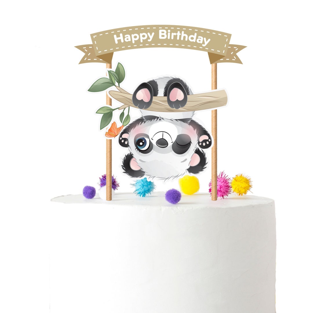 Adorable Panda Birthday Cake Topper - Cute 'happy Birthday' Party ...
