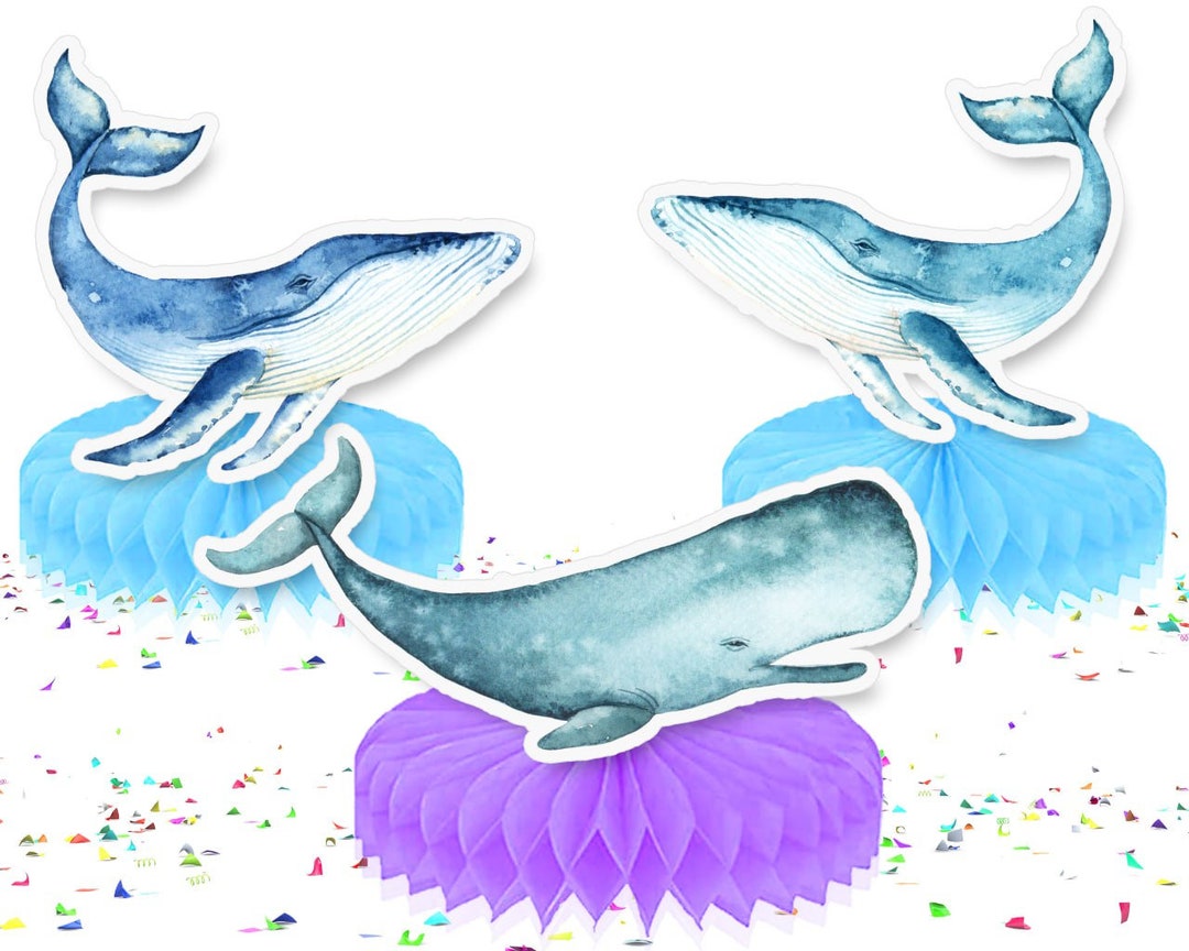 Ocean-inspired Whale 5-piece Table Honeycombs Centerpiece Set - Perfect ...