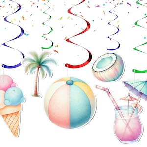 Vibrant Pool Party Streamers - Set of 10 | Fun Summer Poolside ...