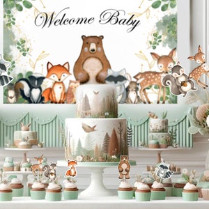 Woodland Animals Banner for Girls. Forest Animals Party Decorations for ...