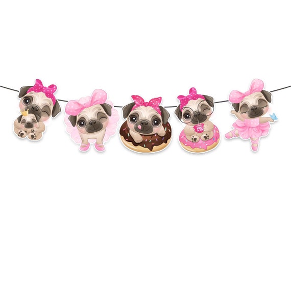 Pug Dog Birthday Banner Dogs Party Supplies Birthday - Etsy