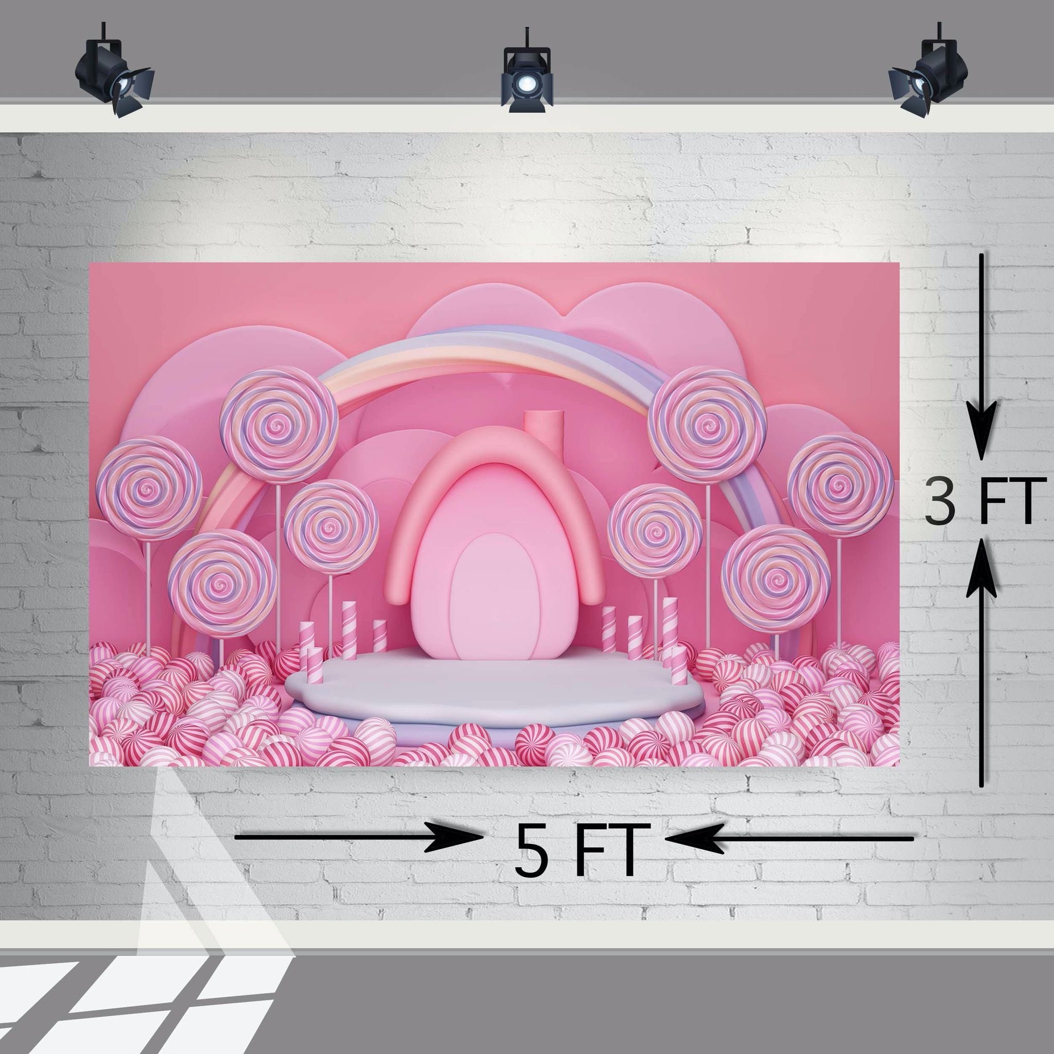 5x3ft Pink Lollipop Backdrop for Birthday Party Decoration. - Etsy