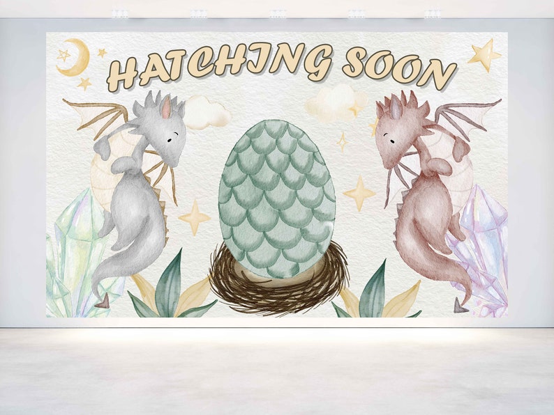 5x3ft Hatching Soon Dragon Backdrop for Baby Shower Party - Etsy