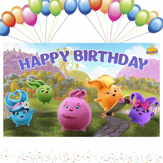 5x3ft Sunny Bunnies Backdrop for Birthday Party Decoration. - Etsy
