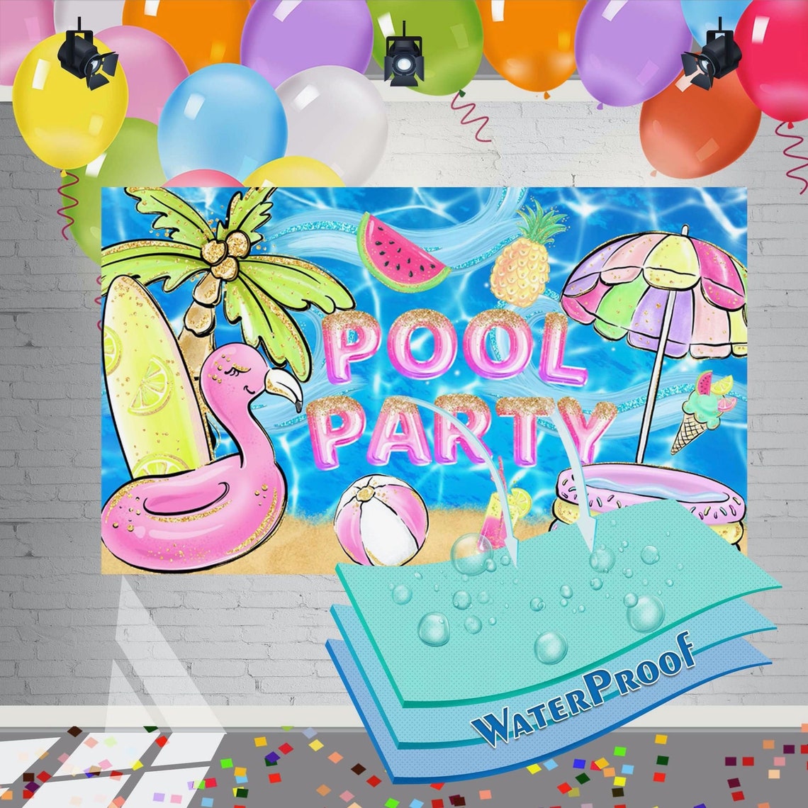5x3ft Pool Party Backdrop for Birthday Party Decoration. - Etsy