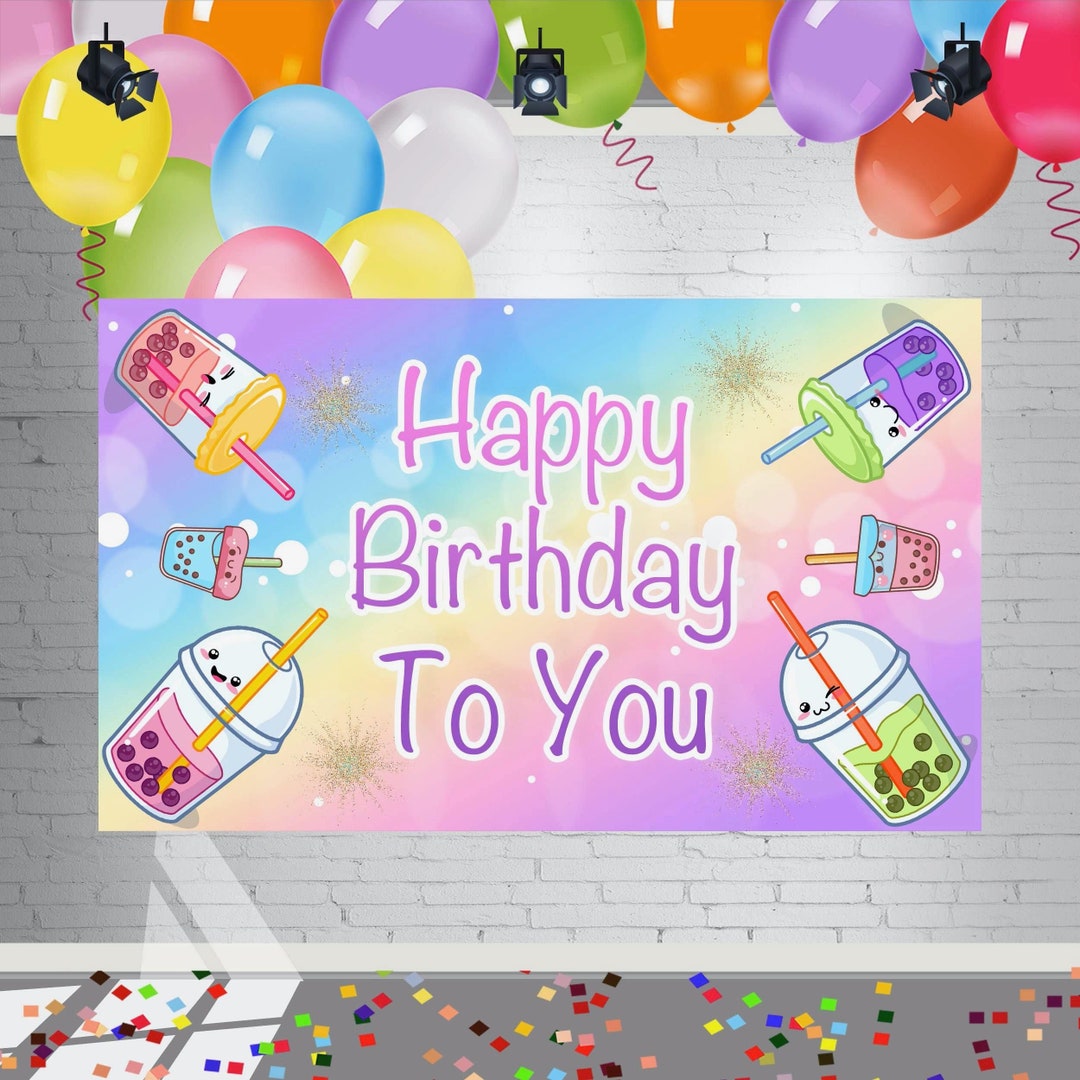 5x3ft Boba Backdrop for Birthday Party Decoration. Bubble Tea - Etsy