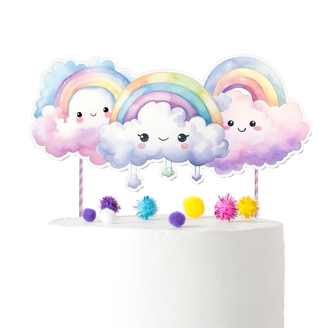 Rainbow Cloud Cake Topper - Etsy
