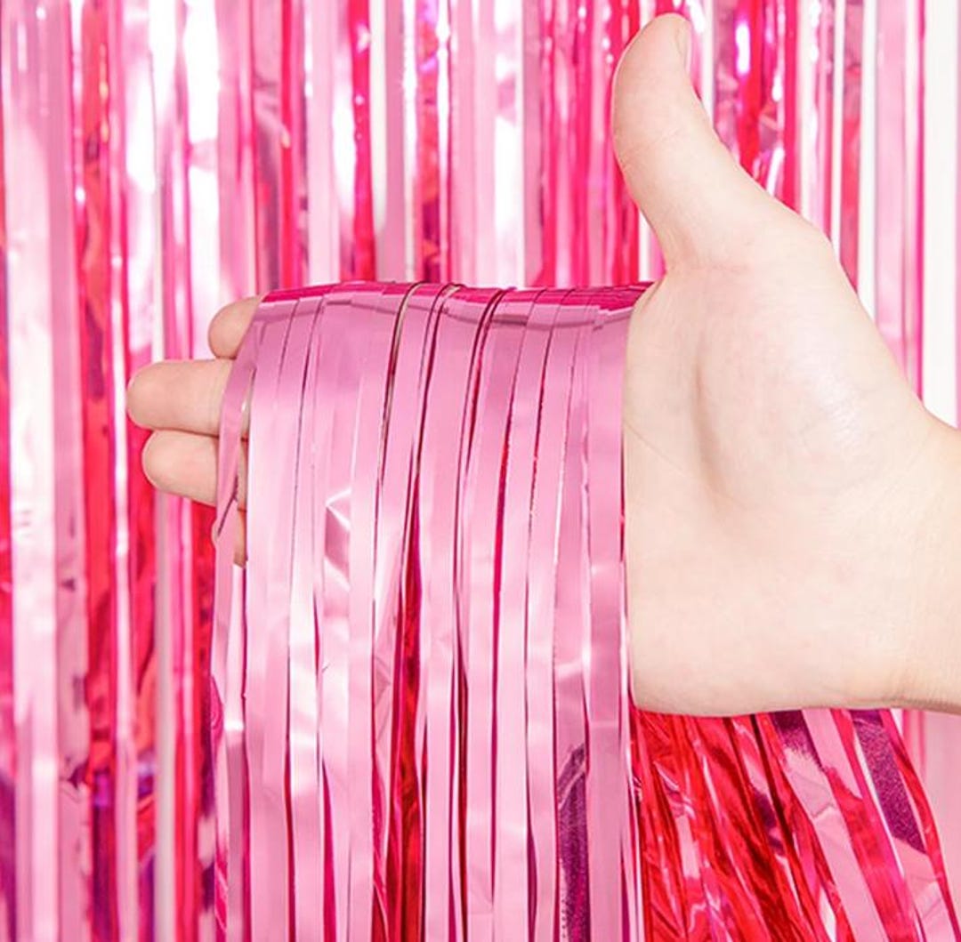Luxurious Pink Metallic Fringe Curtain for Party Decor, 2-pack ...