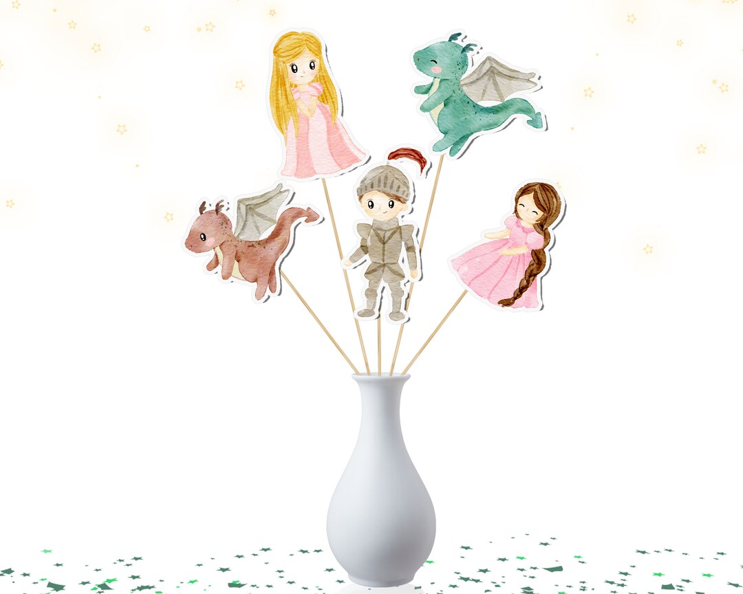 5 Pcs Pastel Princess & Knight Table Centerpieces - Enchanting ...